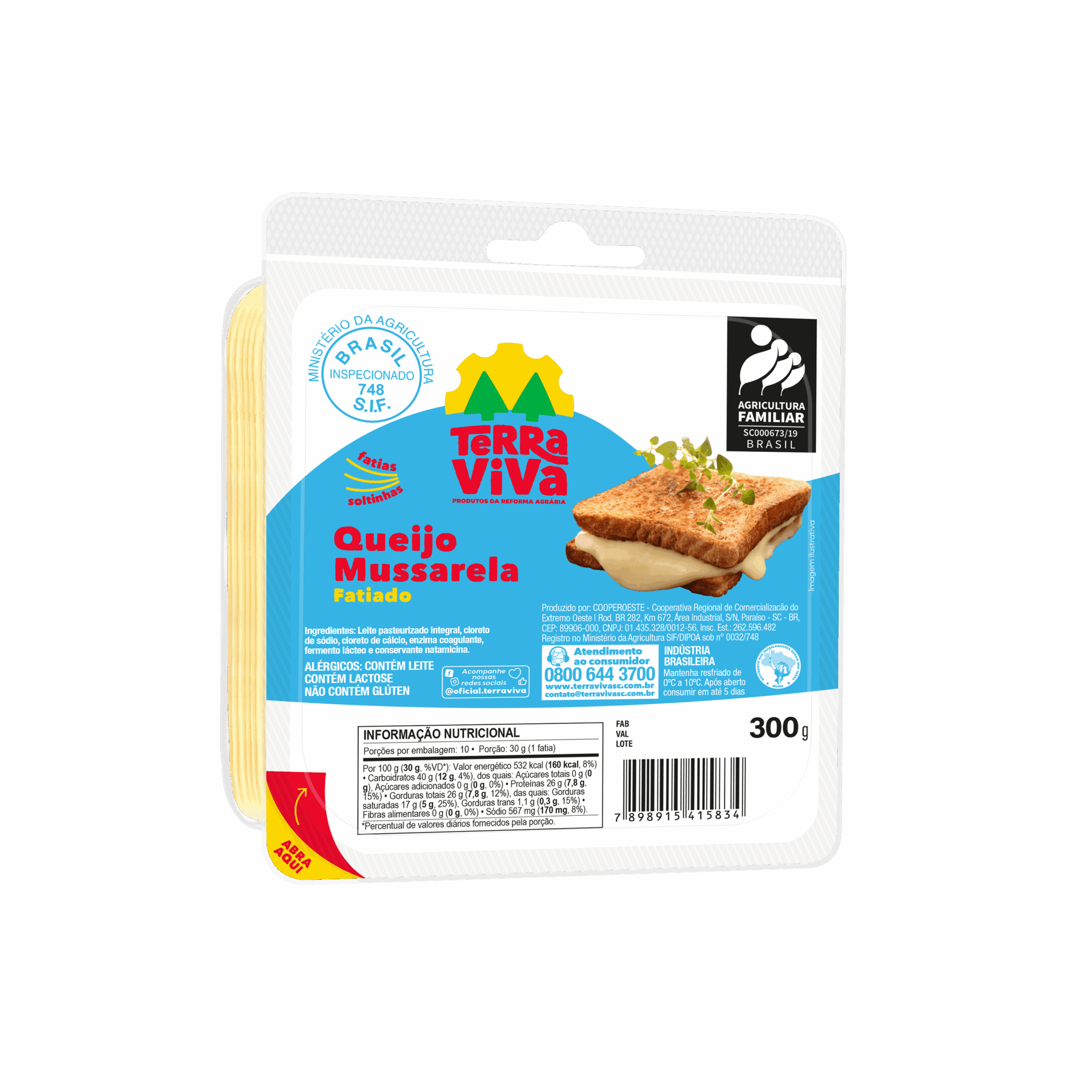 Queijo Mussarela Fatiado - 300 g - Terra Viva